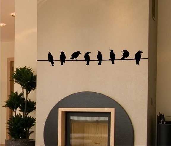 Birds on Wire Wall Decal - Vinyl Wall Stickers Art Custom Home Decor - Etsy