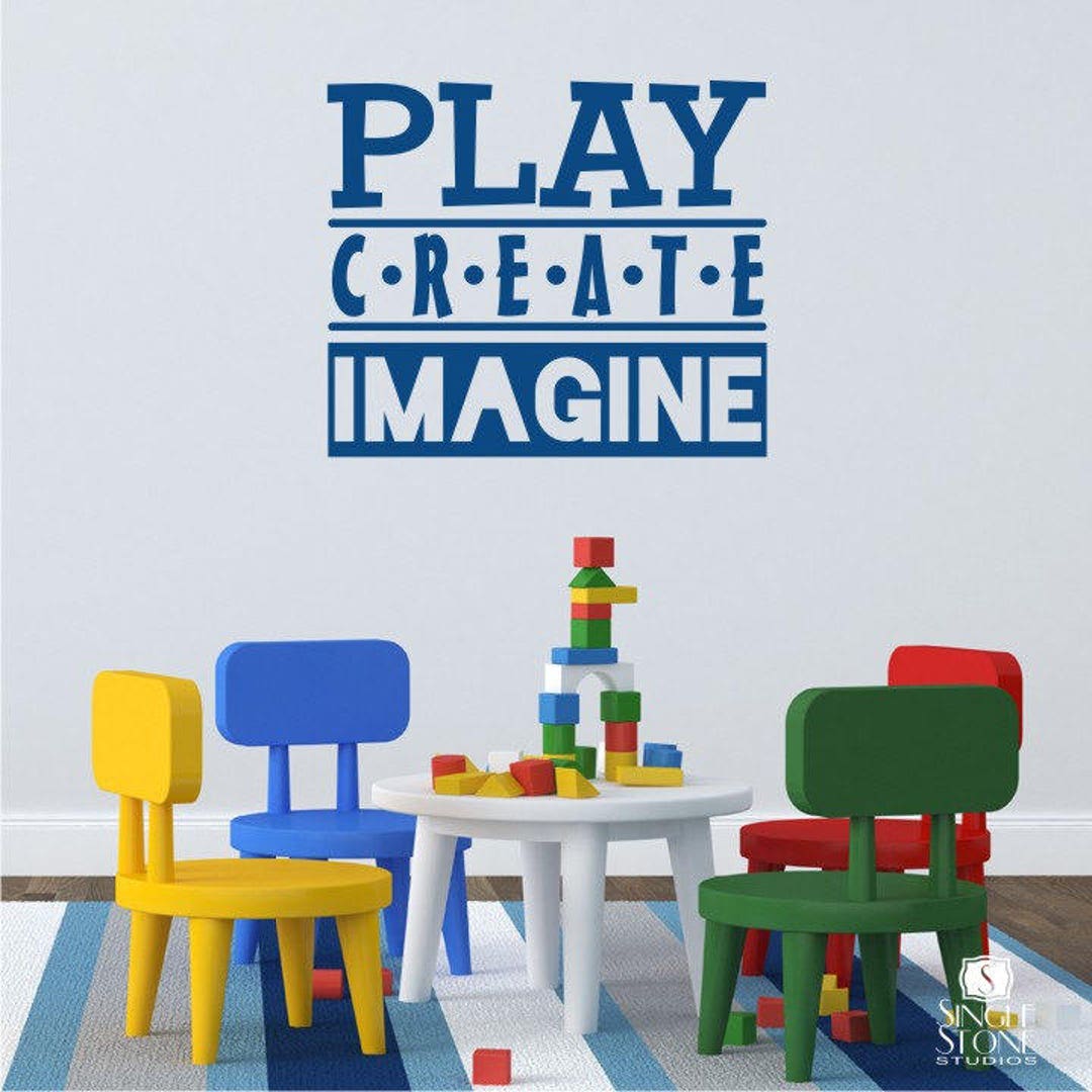 Nursery Play Create Imagine Wall Decal - Nursery Decor Vinyl Wall Art ...