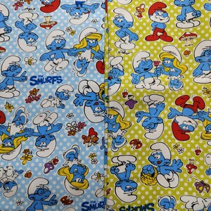 48cm (18") Japanese Cotton Fabric Smurfs Pitufo Peyo Polka Dots 3 ...