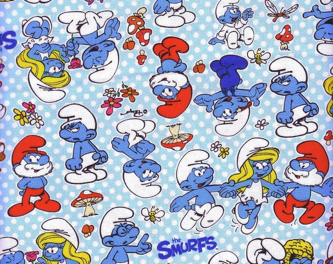 Half Yard Japanese Cotton Fabric Smurfs Polka Dots Blue - Etsy