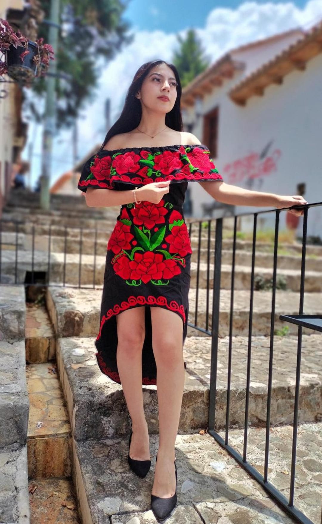 Mexican Artisan Ducktail Dress. Typical Dress for Mexican Party ...
