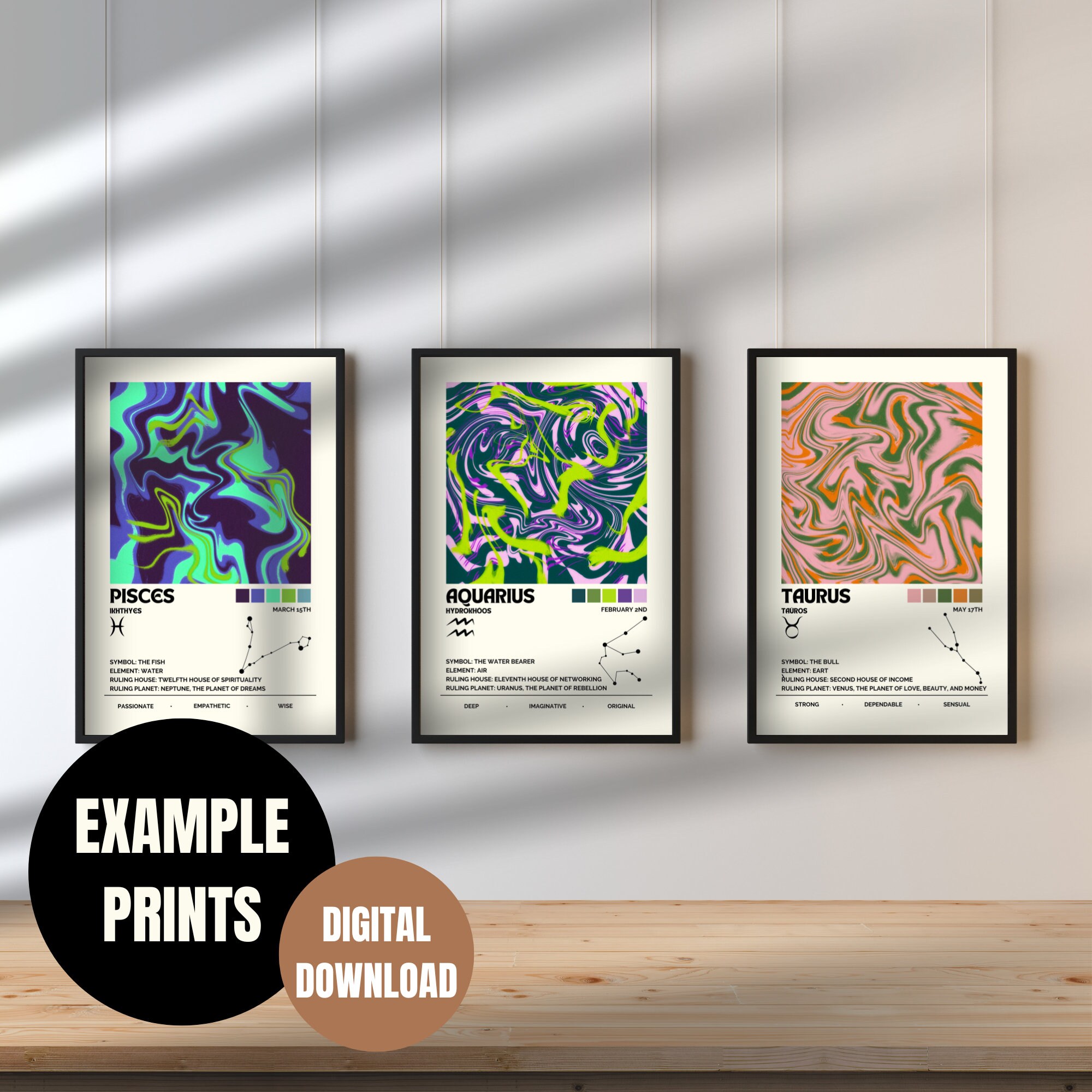 Custom Printable Zodiac Sign Poster, Star Sign Wall Art, Personalized ...