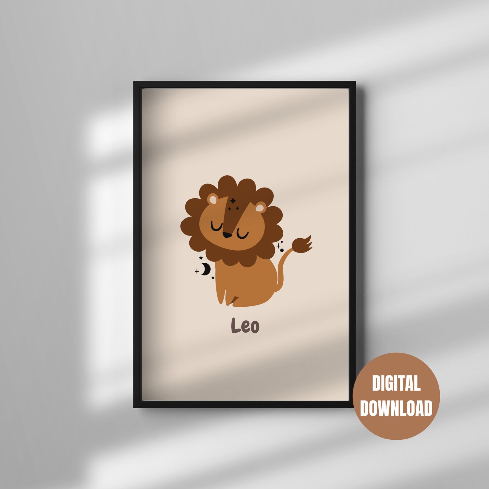 Printable Leo Zodiac Sign Poster - Neutral Nursery, Kids Room Star Sign ...