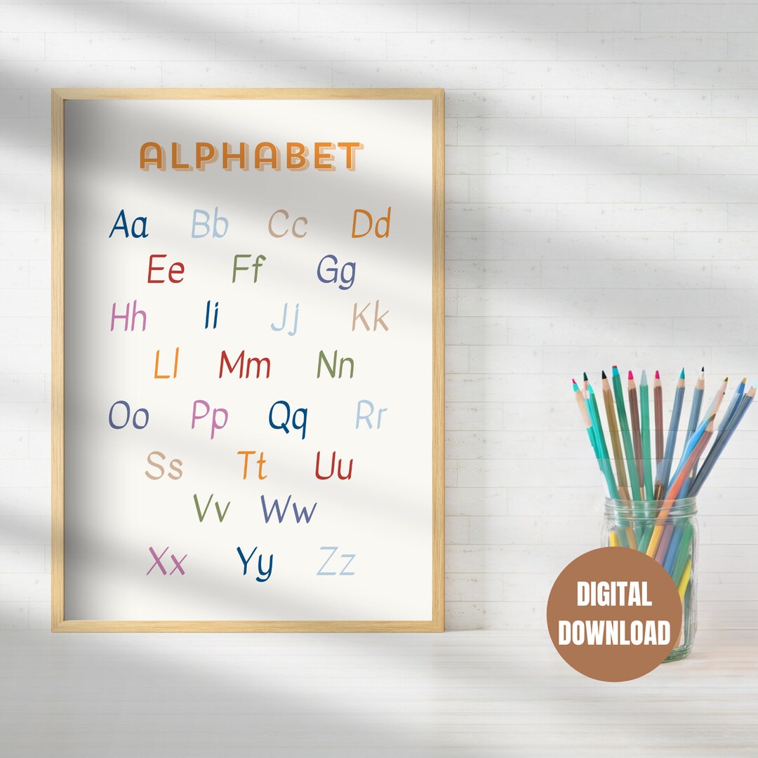 Printable Learning Alphabet Poster, Montessori, Education, Colorful ...