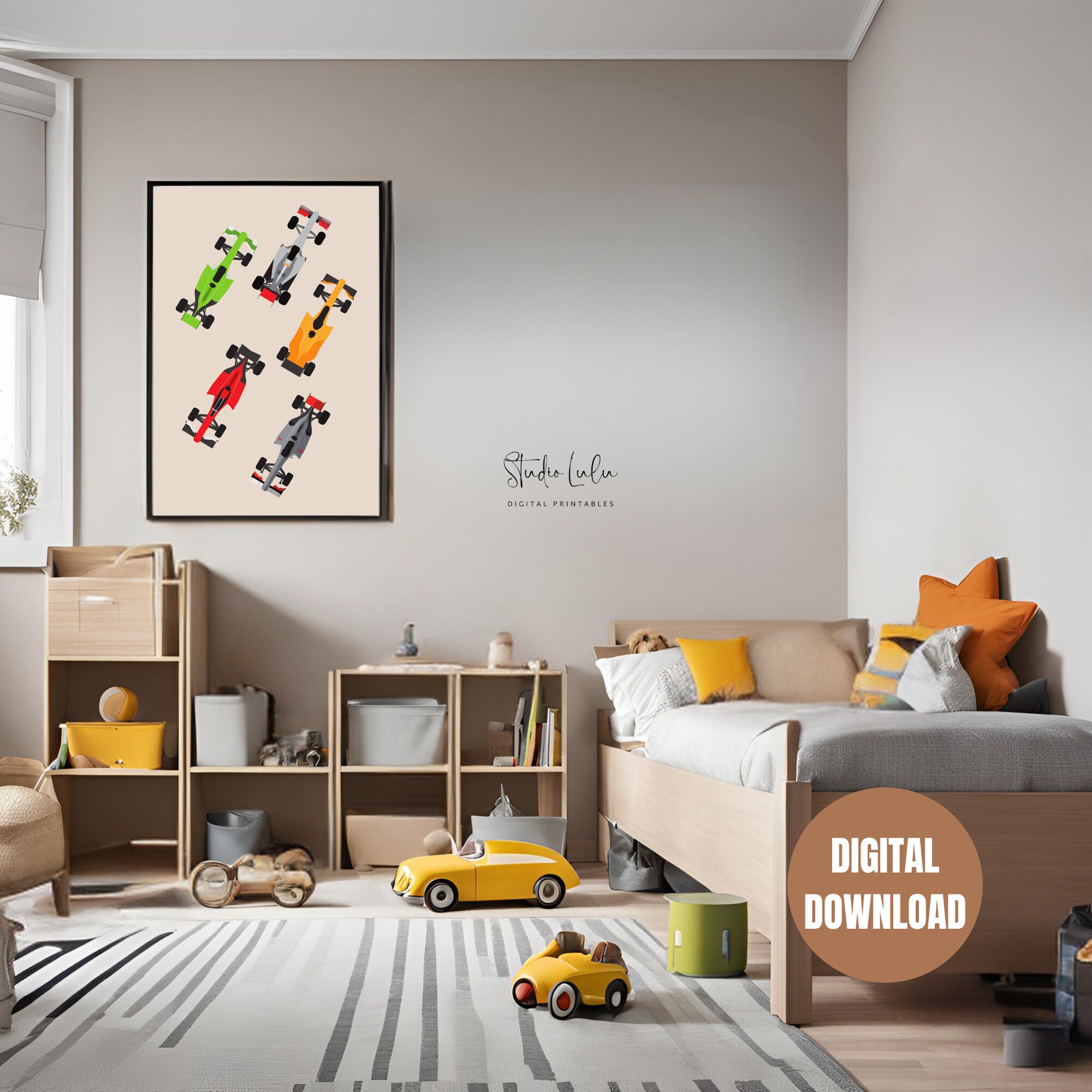 Printable Formula One Race Cars Print for Kids Room - Racing, Formula ...