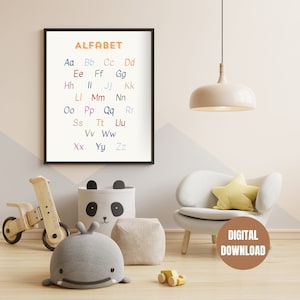 Printable Dutch Alphabet Poster, Montessori, Education, Colorful ...