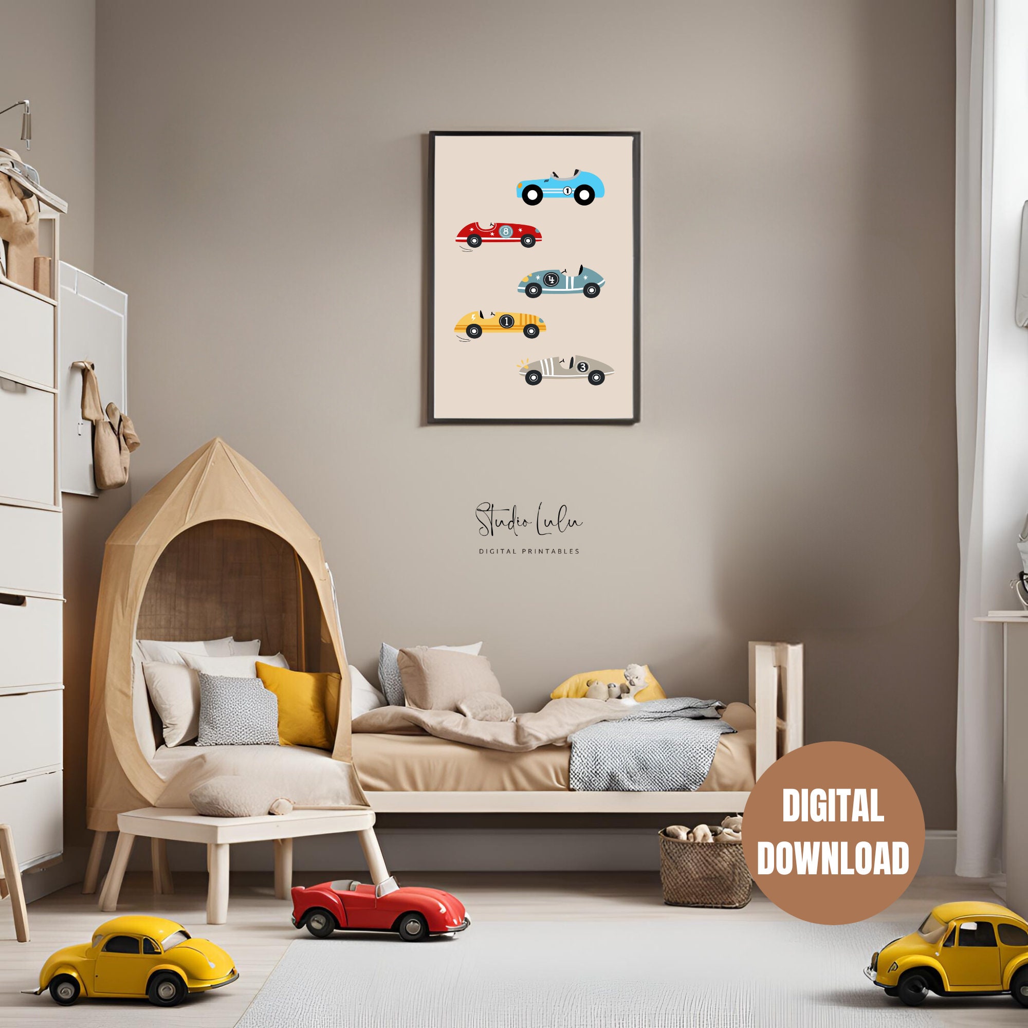 Printable Vintage Race Cars Cars Print for Kids Room Racing, Race Cars ...