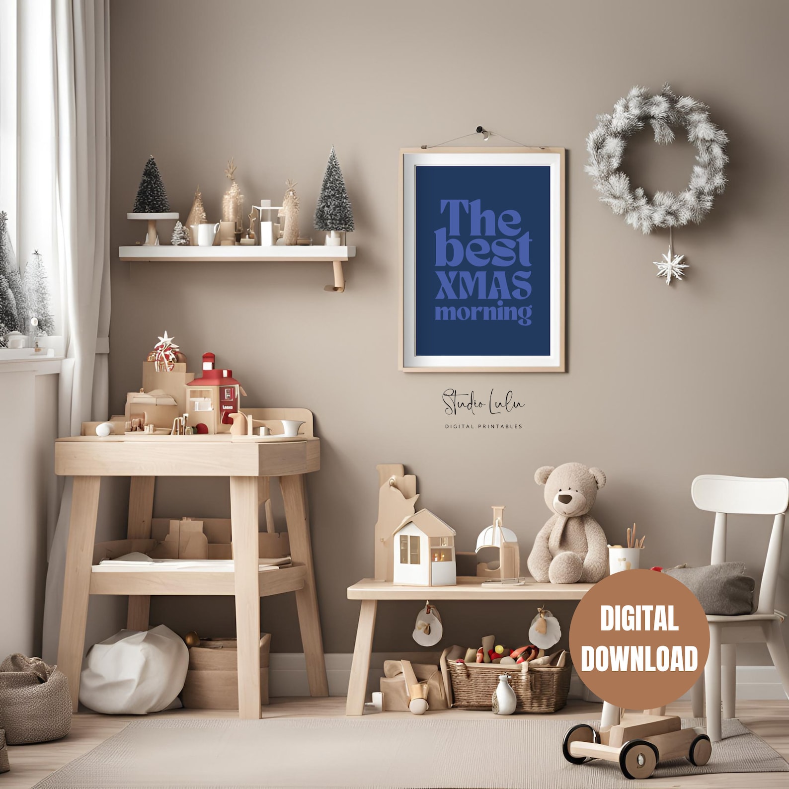 Printable Dark Blue Christmas Poster, Typography, the Best Xmas Morning ...