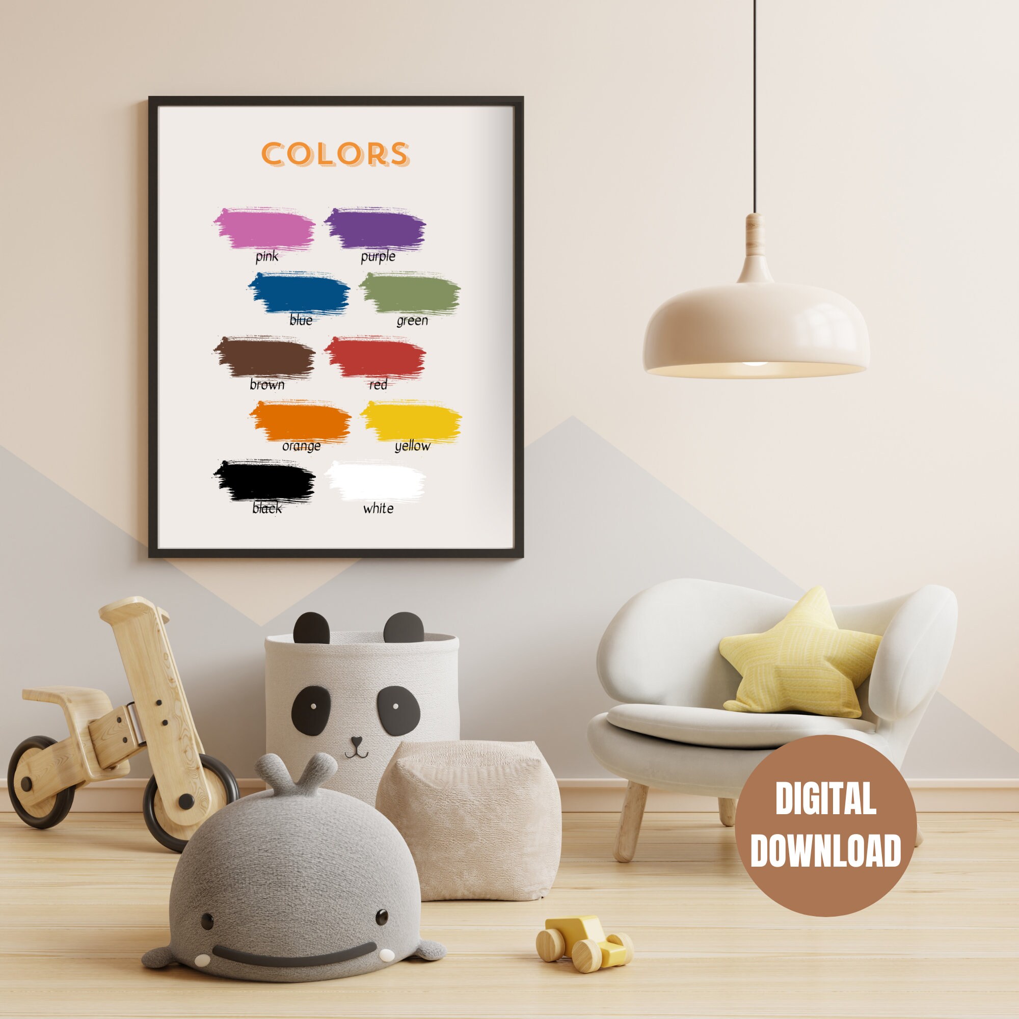 Printable Learning Colors Poster, Montessori, Education, Colorful ...