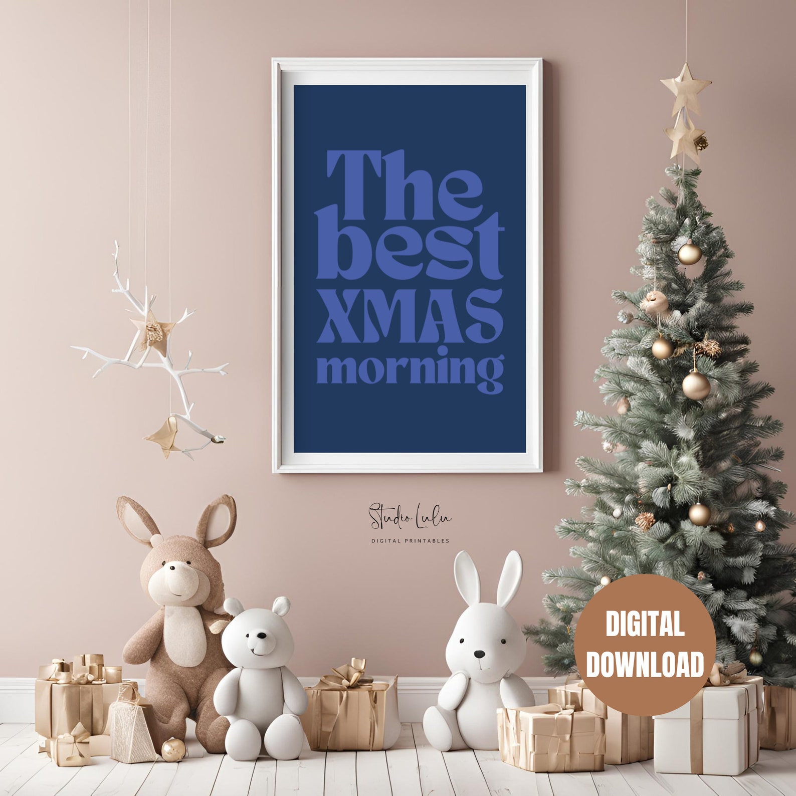 Printable Dark Blue Christmas Poster, Typography, the Best Xmas Morning ...
