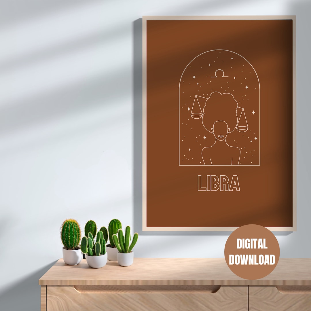 Printable Libra Zodiac Sign Poster Terra-cotta - Celestial Nursery ...