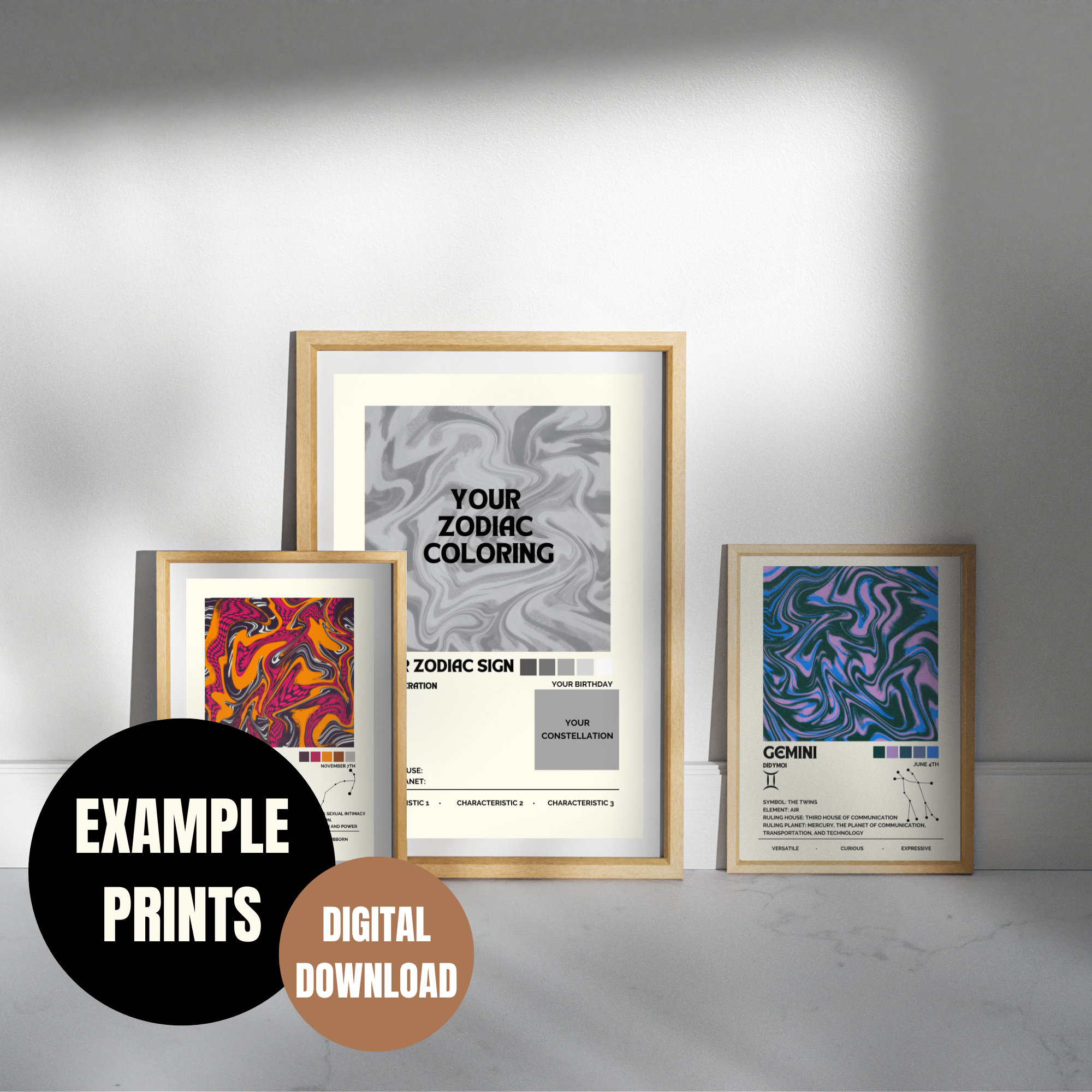 Custom Printable Zodiac Sign Poster, Star Sign Wall Art, Personalized ...