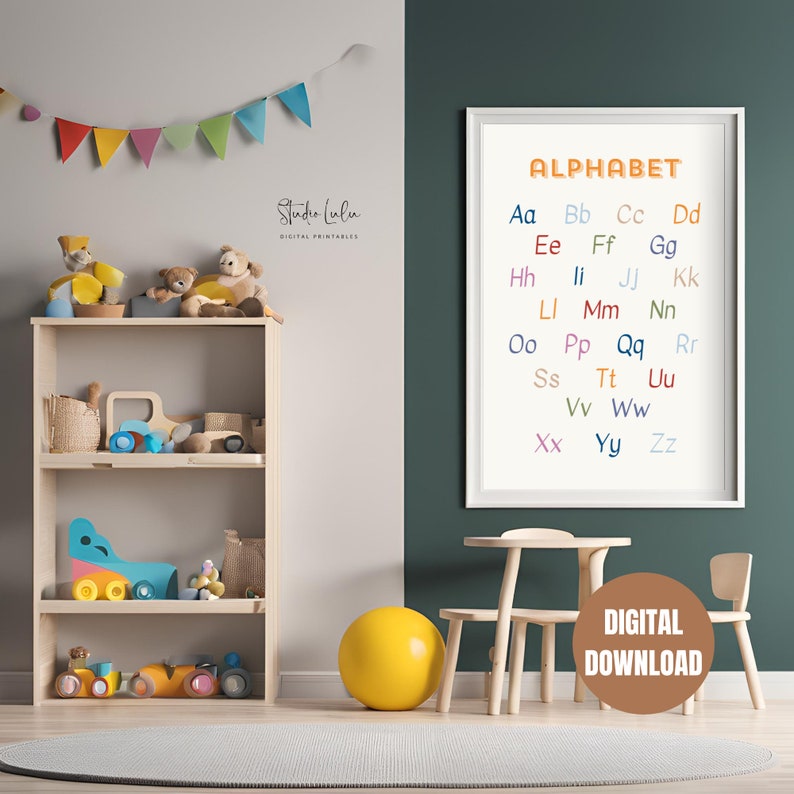 Printable Learning Alphabet Poster, Montessori, Education, Colorful ...