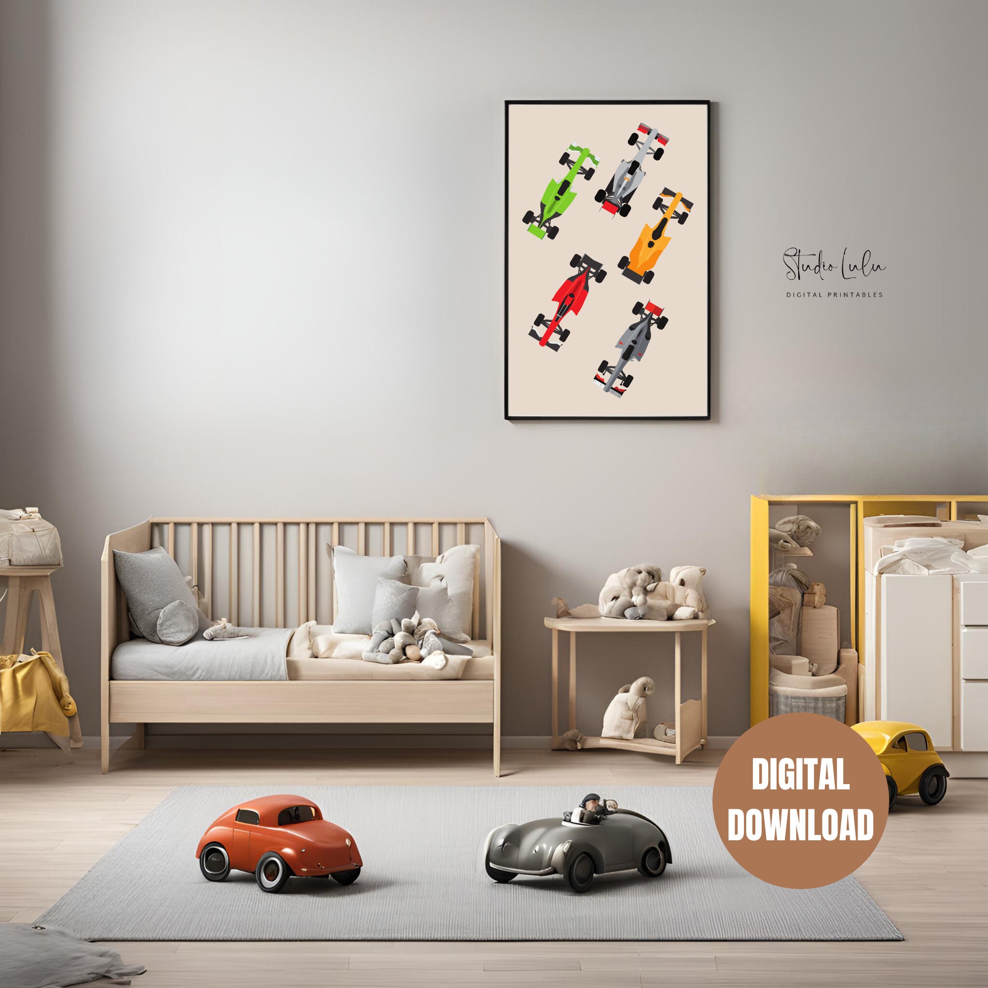 Printable Formula One Race Cars Print for Kids Room - Racing, Formula ...