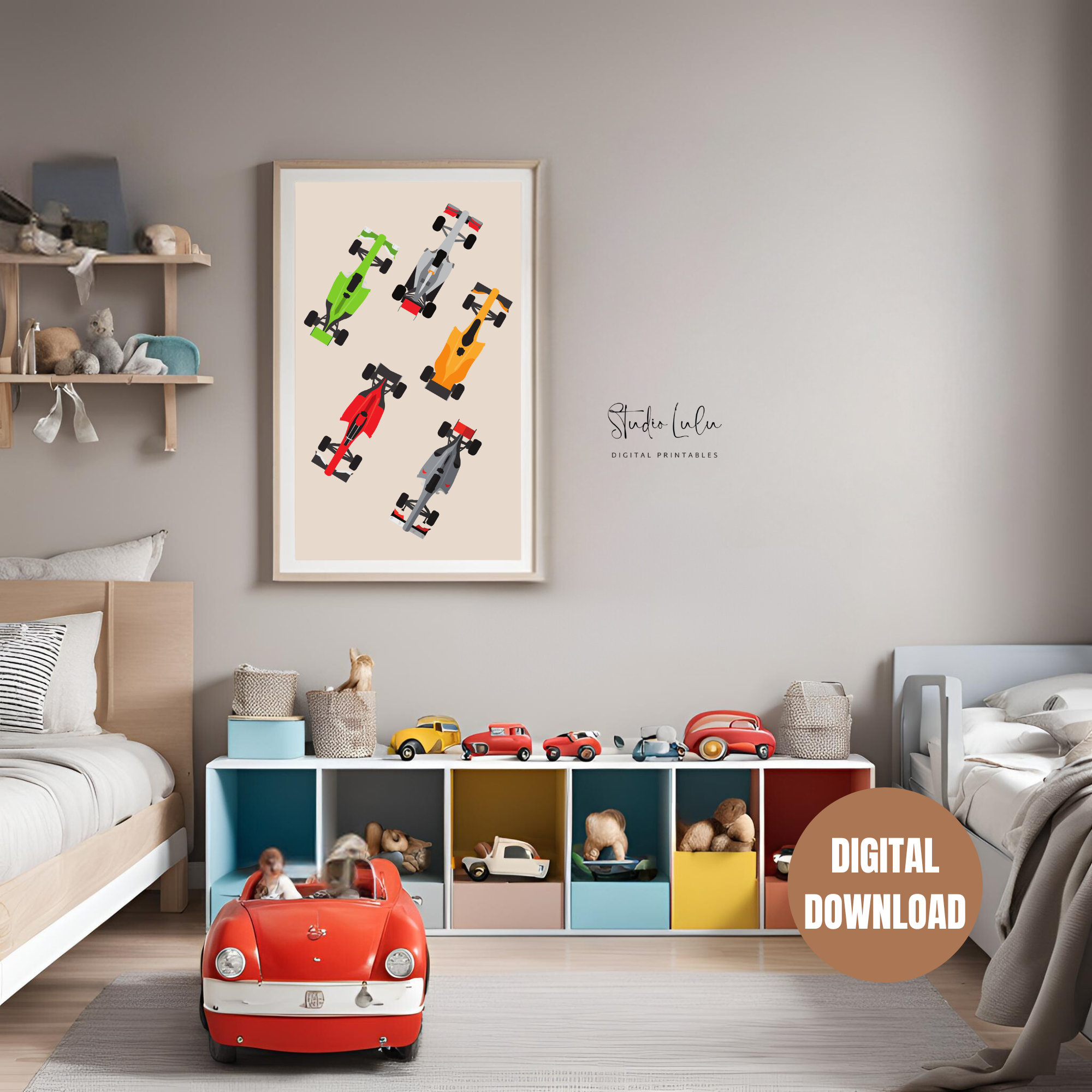 Printable Formula One Race Cars Print for Kids Room - Racing, Formula ...