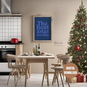 Printable Dark Blue Christmas Poster, Typography, the Best Xmas Morning ...