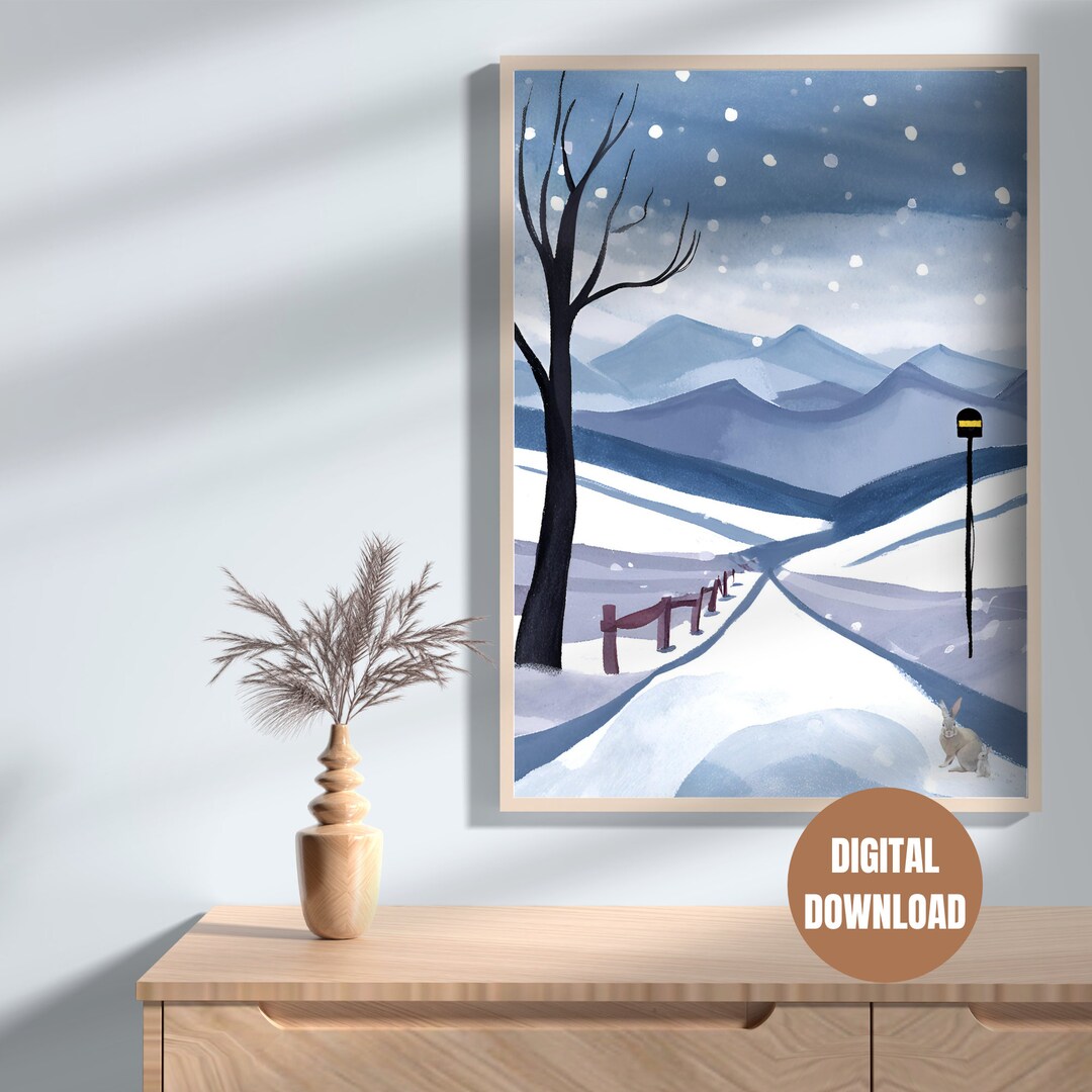 Printable Nostalgic Winter Poster - Baby Snow Bunny, Christmas Vibes ...