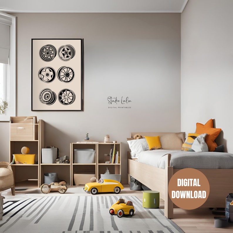 Printable Minimal Car Rims for Kids Room - Racing, Race Gear ...