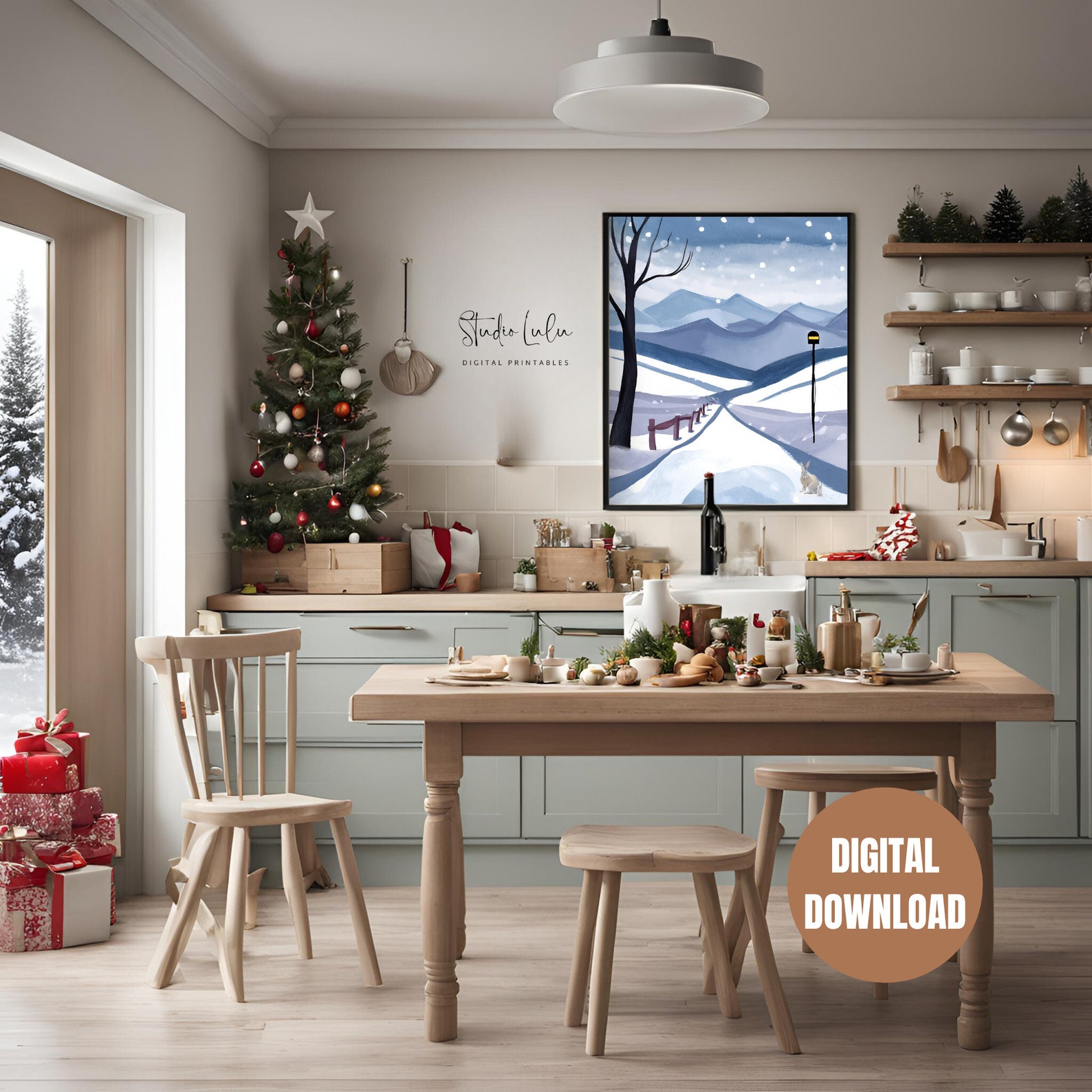 Printable Nostalgic Winter Poster Baby Snow Bunny, Christmas Vibes ...