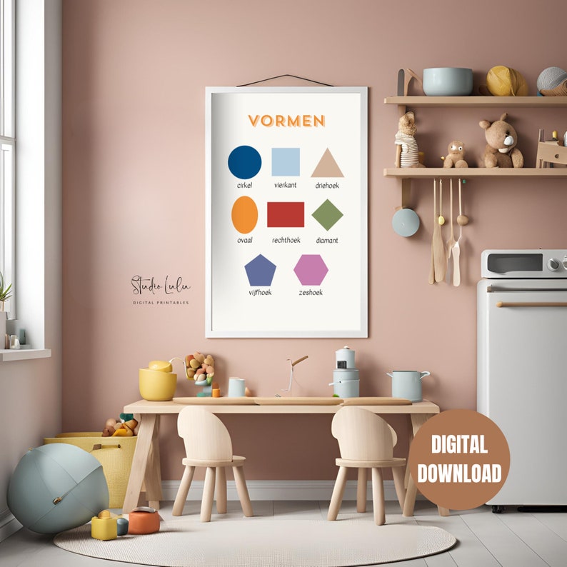 Printable Dutch Shapes Poster, Montessori, Education, Colorful ...