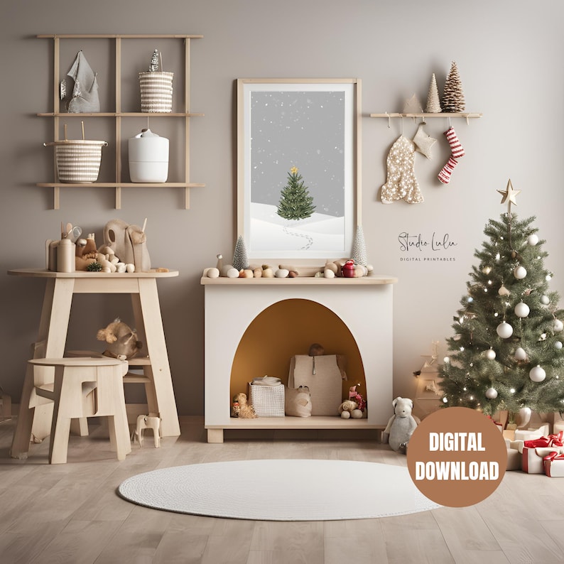 Printable Minimal Christmas Poster for Kids Room - Christmas Tree ...