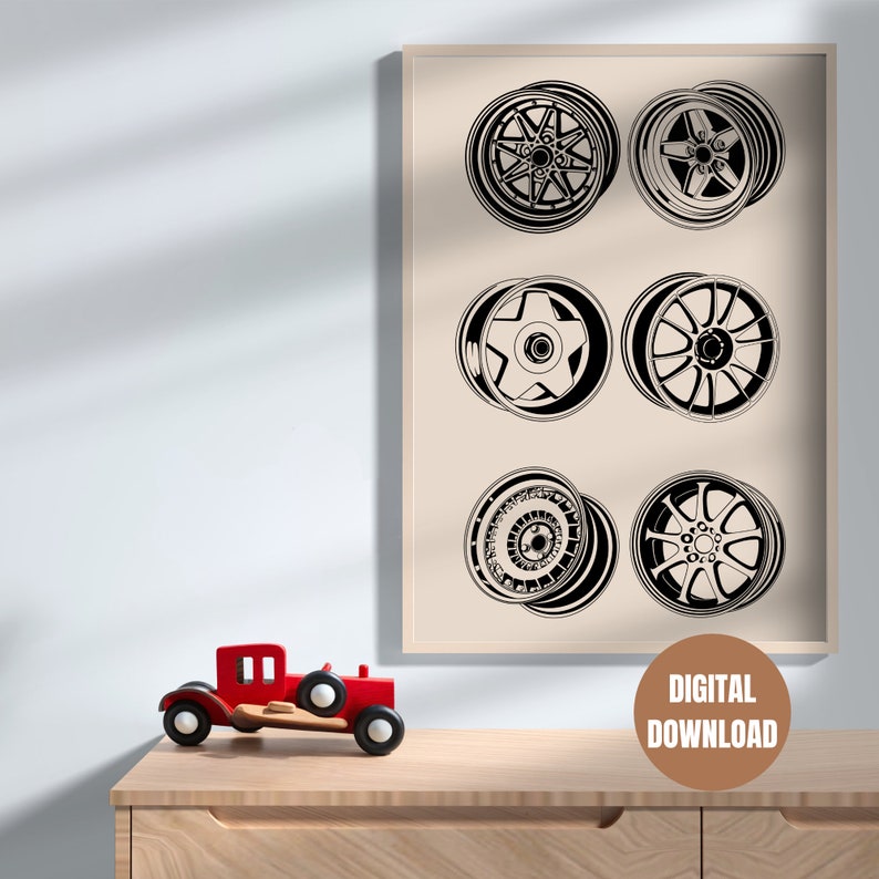 Printable Minimal Car Rims for Kids Room - Racing, Race Gear ...