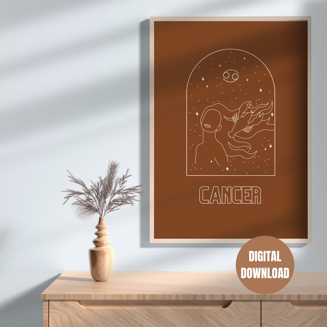 Printable Cancer Zodiac Sign Poster Terra-cotta - Celestial Nursery ...