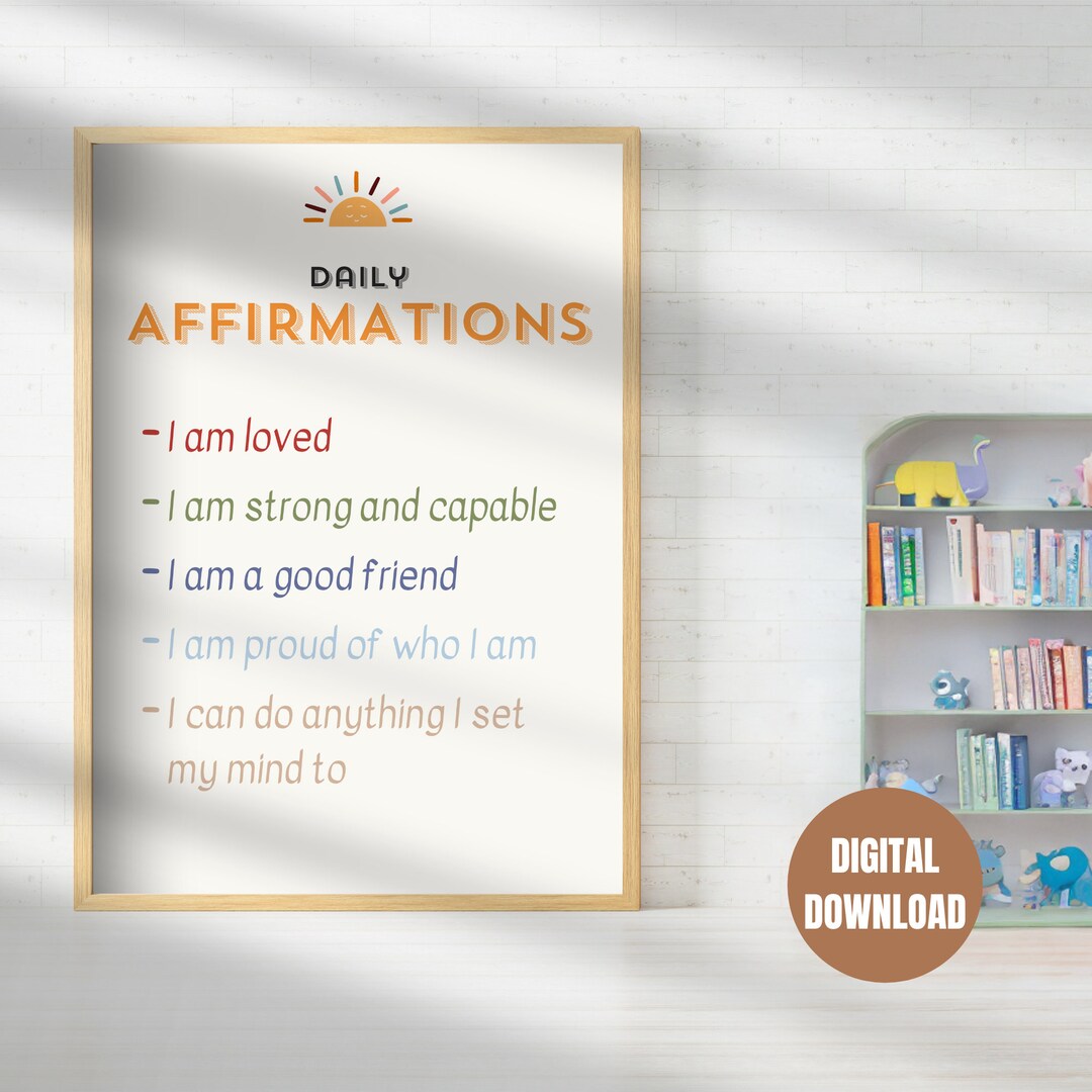 Printable Daily Affirmations Poster, Montessori, Education, Colorful ...