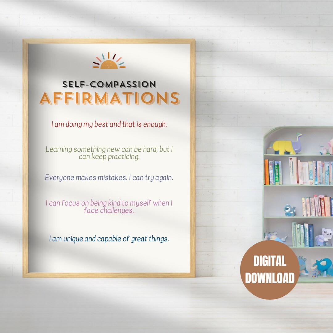 Printable Self-compassion Affirmations Poster, Montessori, Education ...