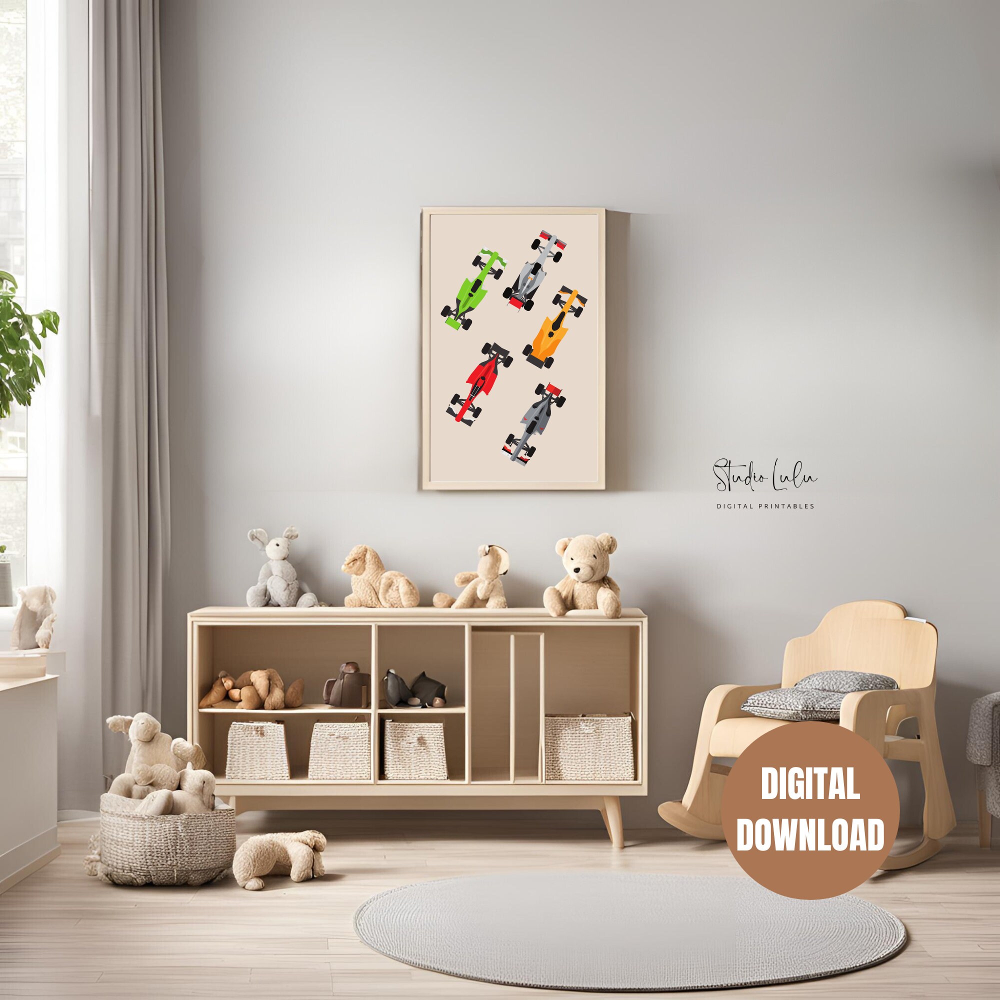 Printable Formula One Race Cars Print for Kids Room - Racing, Formula ...