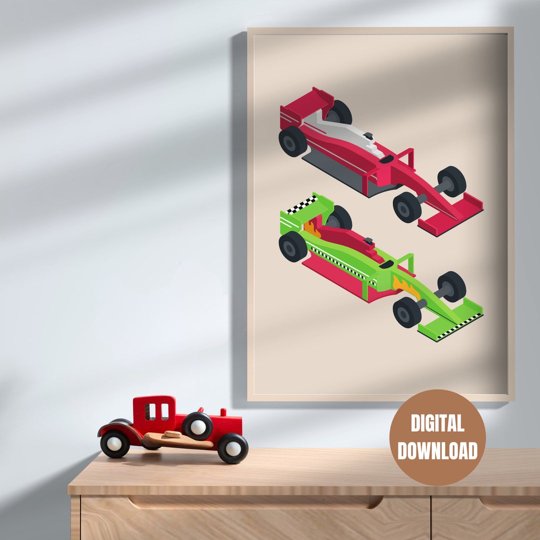 Printable Formula One Race Cars Print for Kids Room - Racing, Formula ...