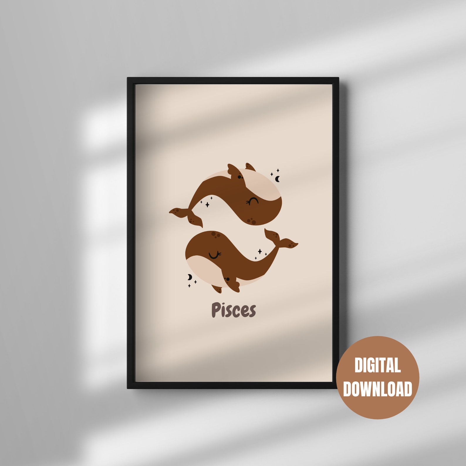 Printable Pisces Zodiac Sign Poster - Neutral Nursery, Kids Room Star ...