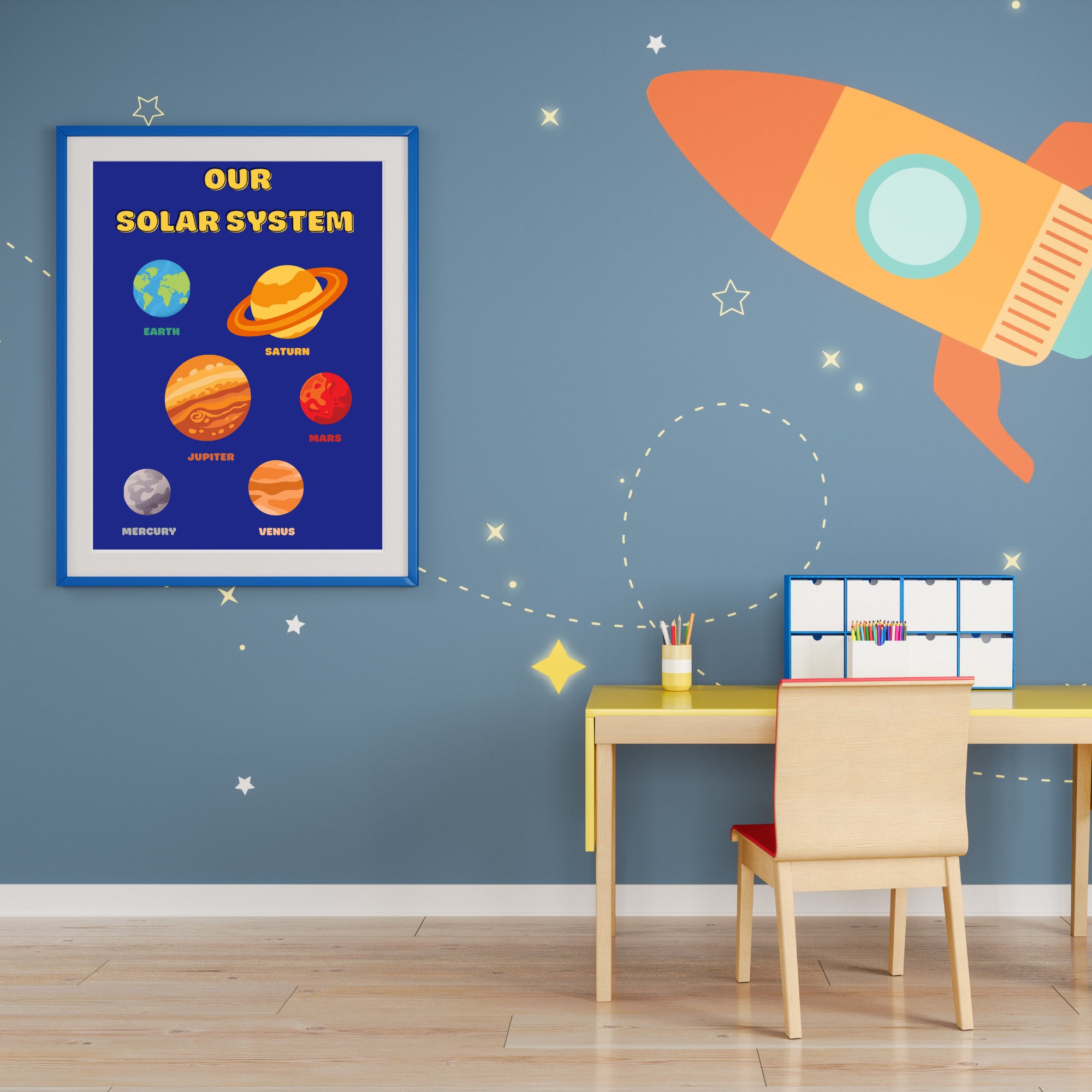 Printable Cute Planets Poster for Kids Room Our Solar System, Fun Decor ...