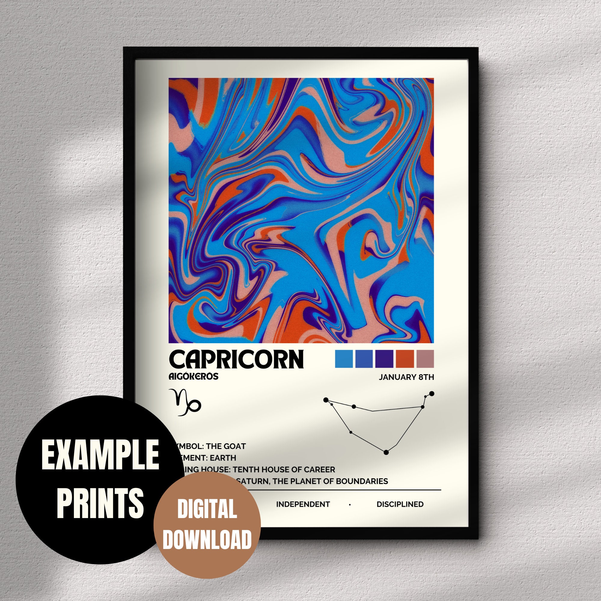 Custom Printable Zodiac Sign Poster, Star Sign Wall Art, Personalized ...