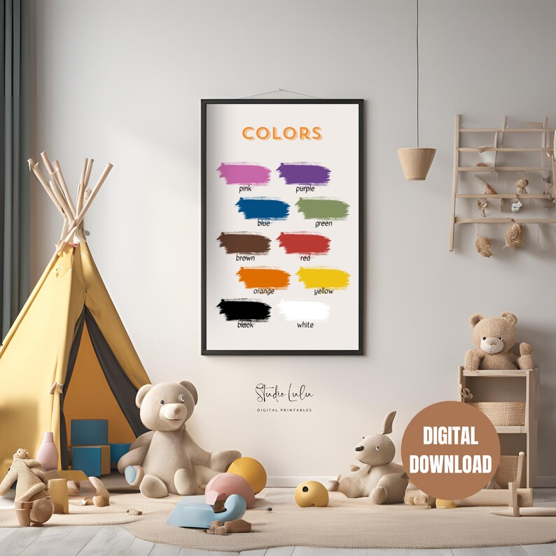Printable Learning Colors Poster, Montessori, Education, Colorful ...