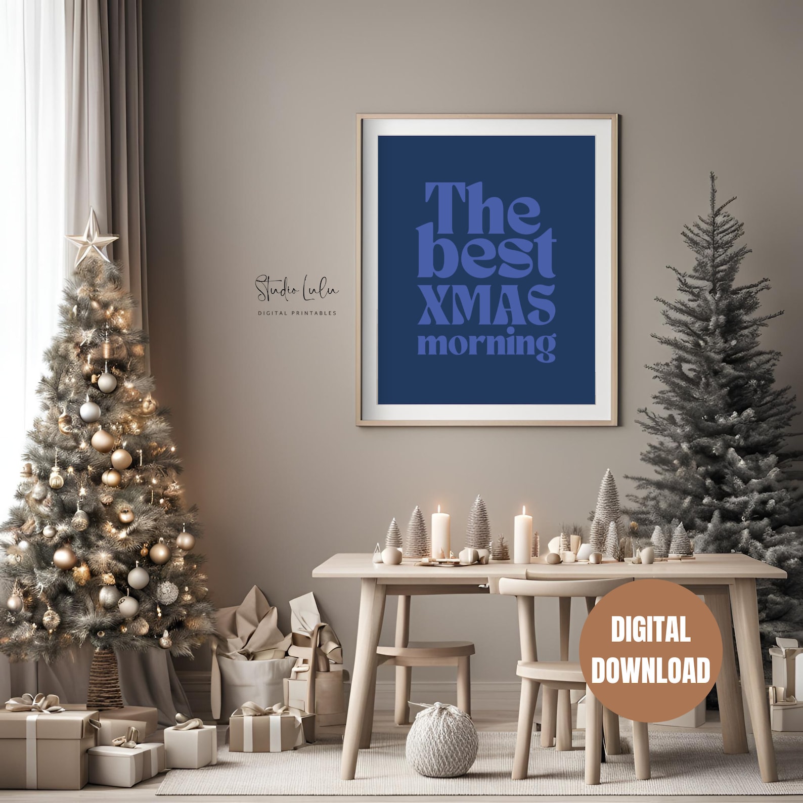 Printable Dark Blue Christmas Poster, Typography, the Best Xmas Morning ...
