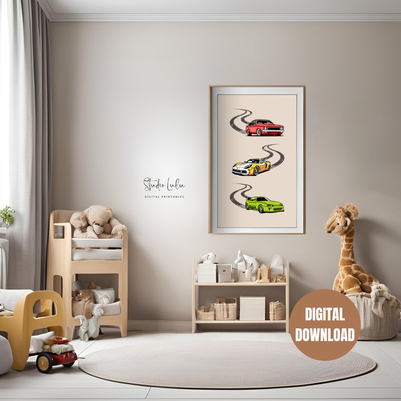 Printable Drifting Cars Poster, Kids Room, Racing, Race Cars ...