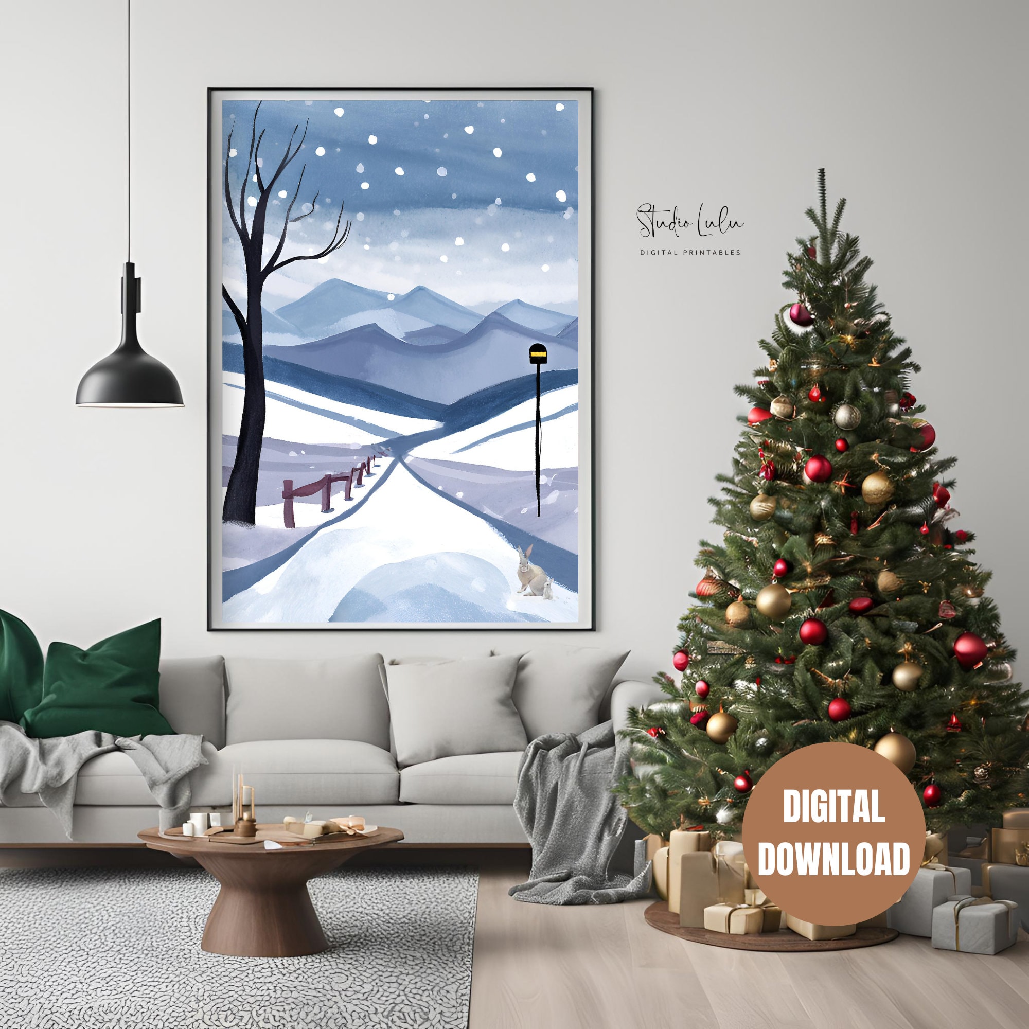 Printable Nostalgic Winter Poster Baby Snow Bunny, Christmas Vibes ...