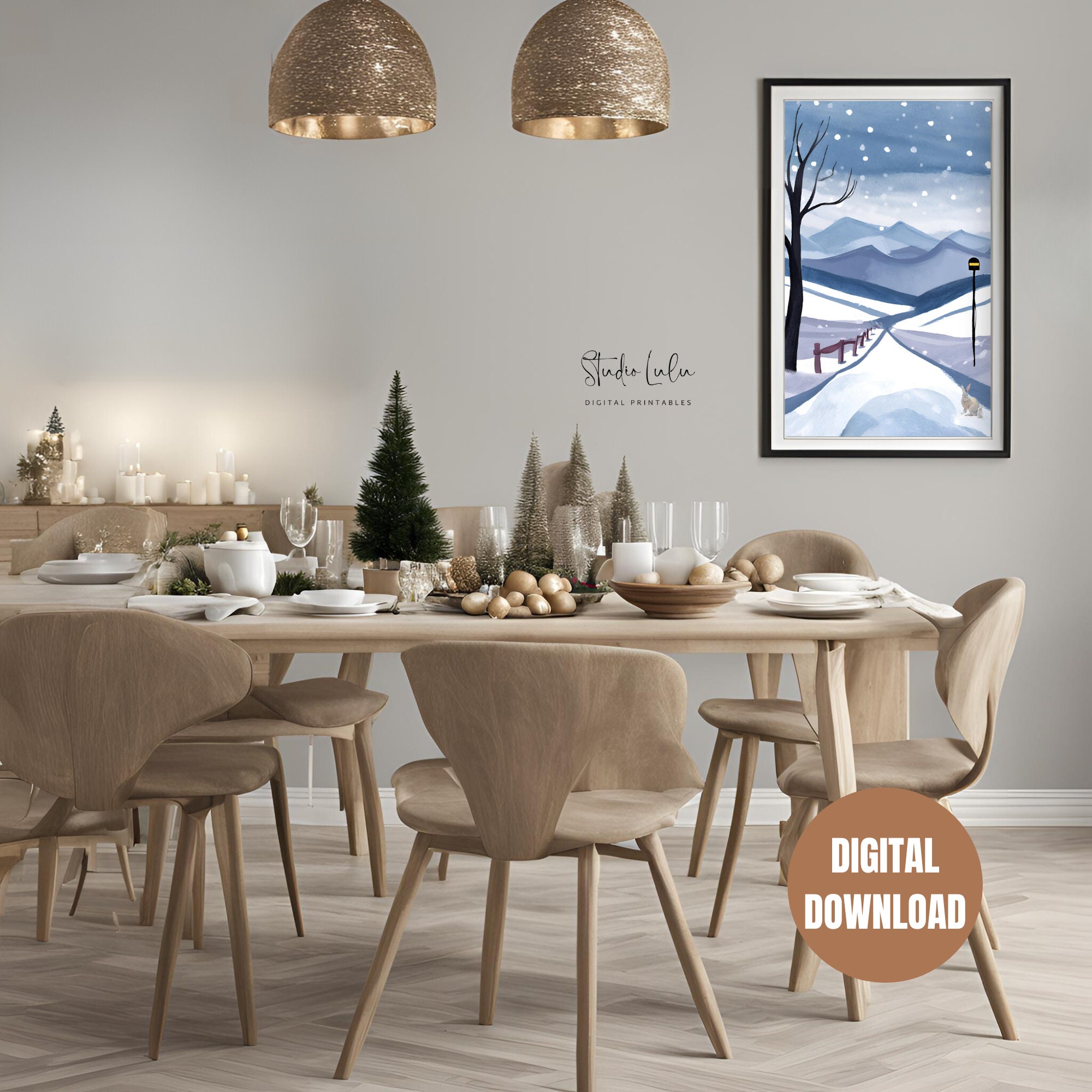 Printable Nostalgic Winter Poster - Baby Snow Bunny, Christmas Vibes ...