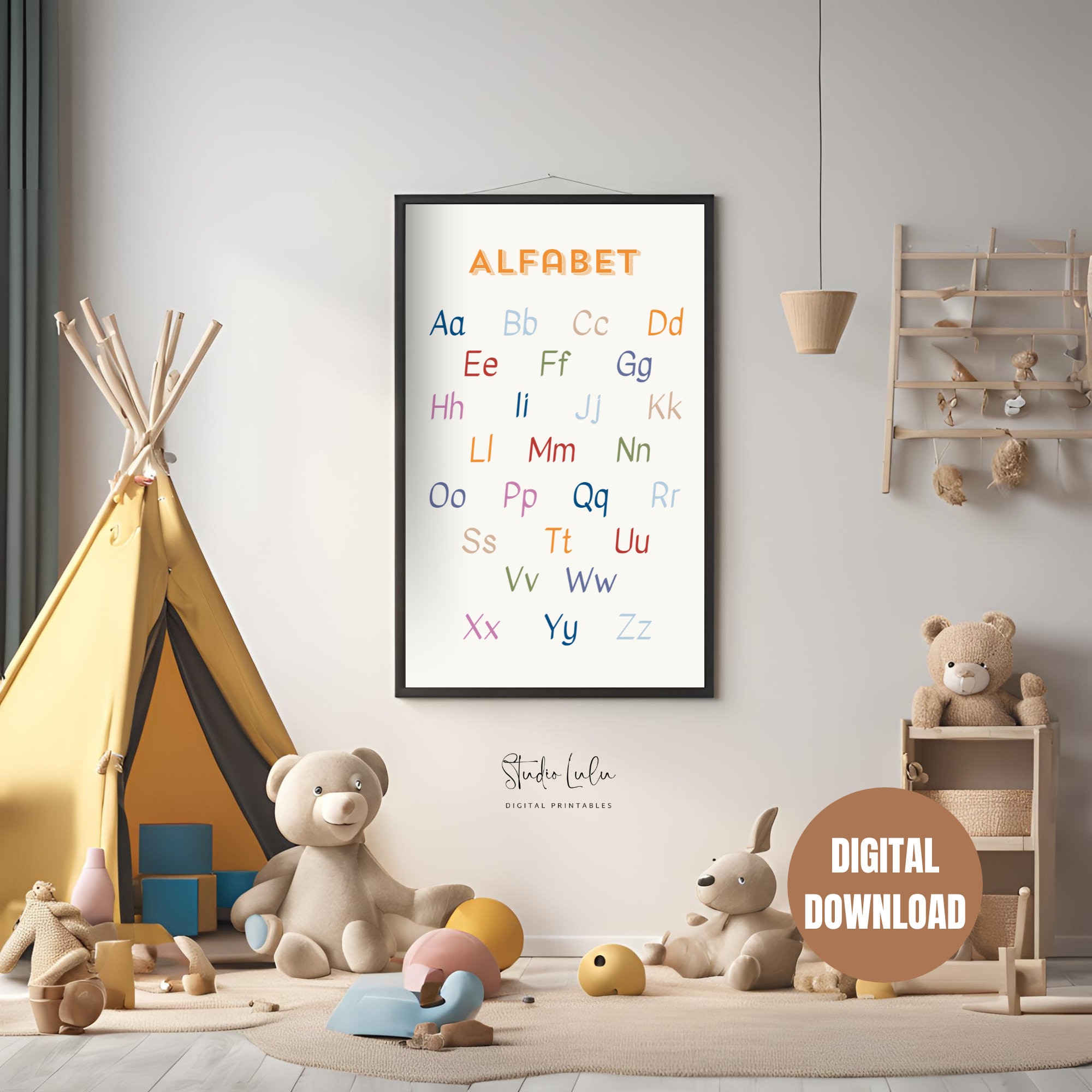 Printable Dutch Alphabet Poster, Montessori, Education, Colorful ...