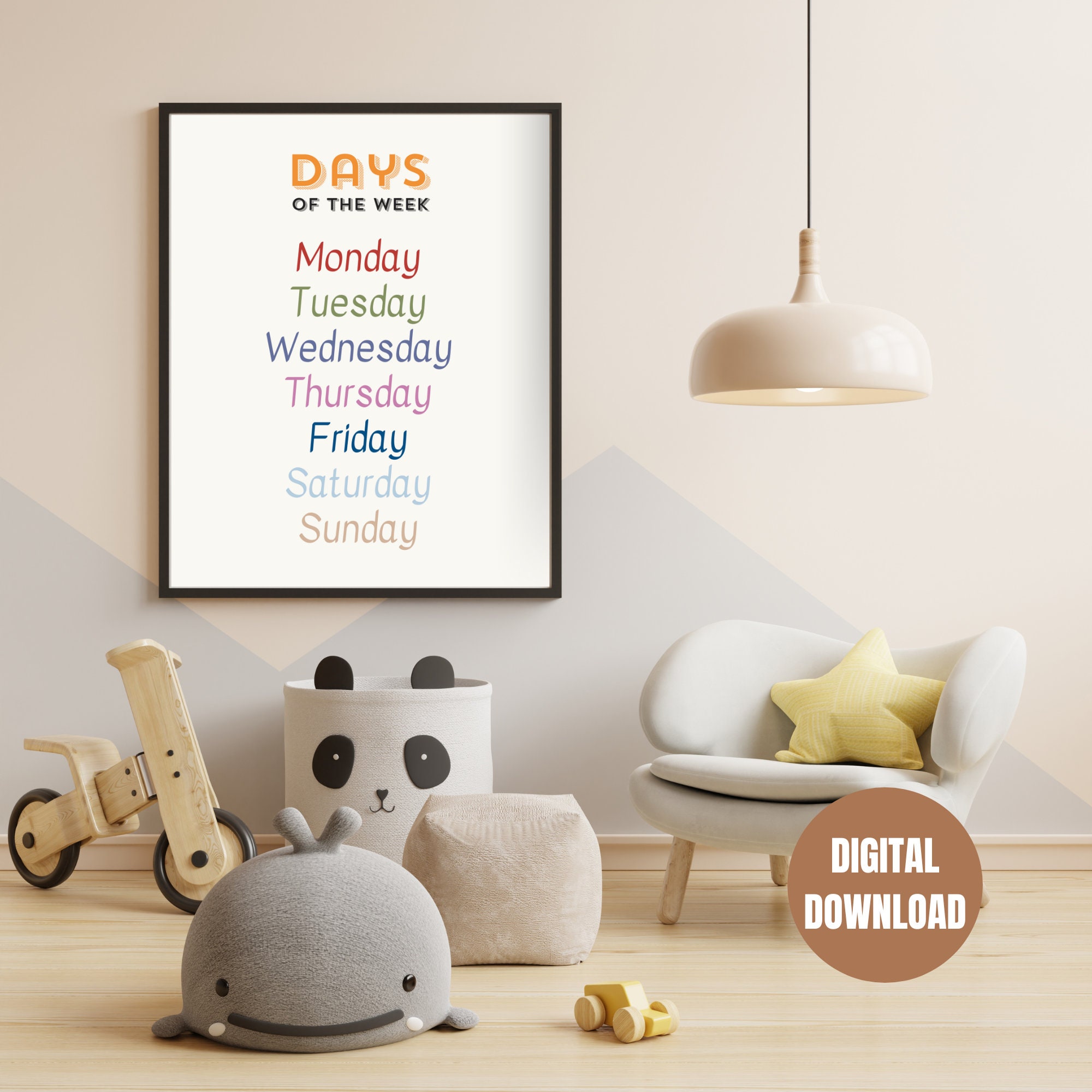 Printable Days of the Week Poster, Montessori, Education, Colorful ...
