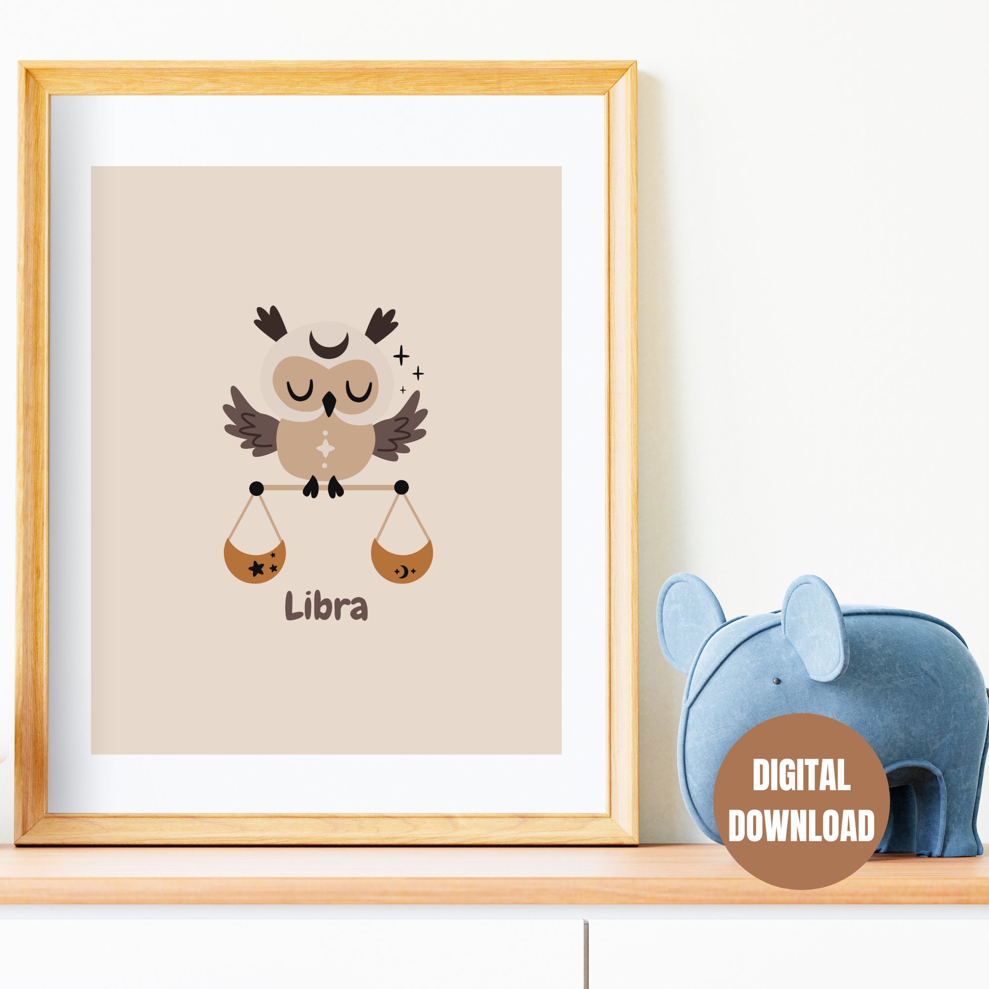 Printable Libra Zodiac Sign Poster - Neutral Nursery, Kids Room Star ...