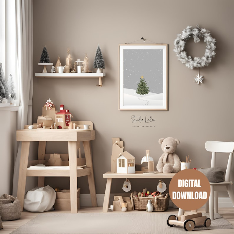 Printable Minimal Christmas Poster for Kids Room - Christmas Tree ...