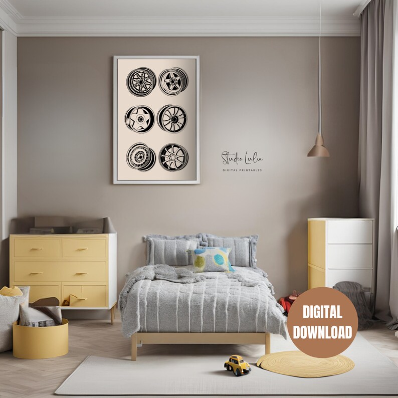Printable Minimal Car Rims for Kids Room - Racing, Race Gear ...