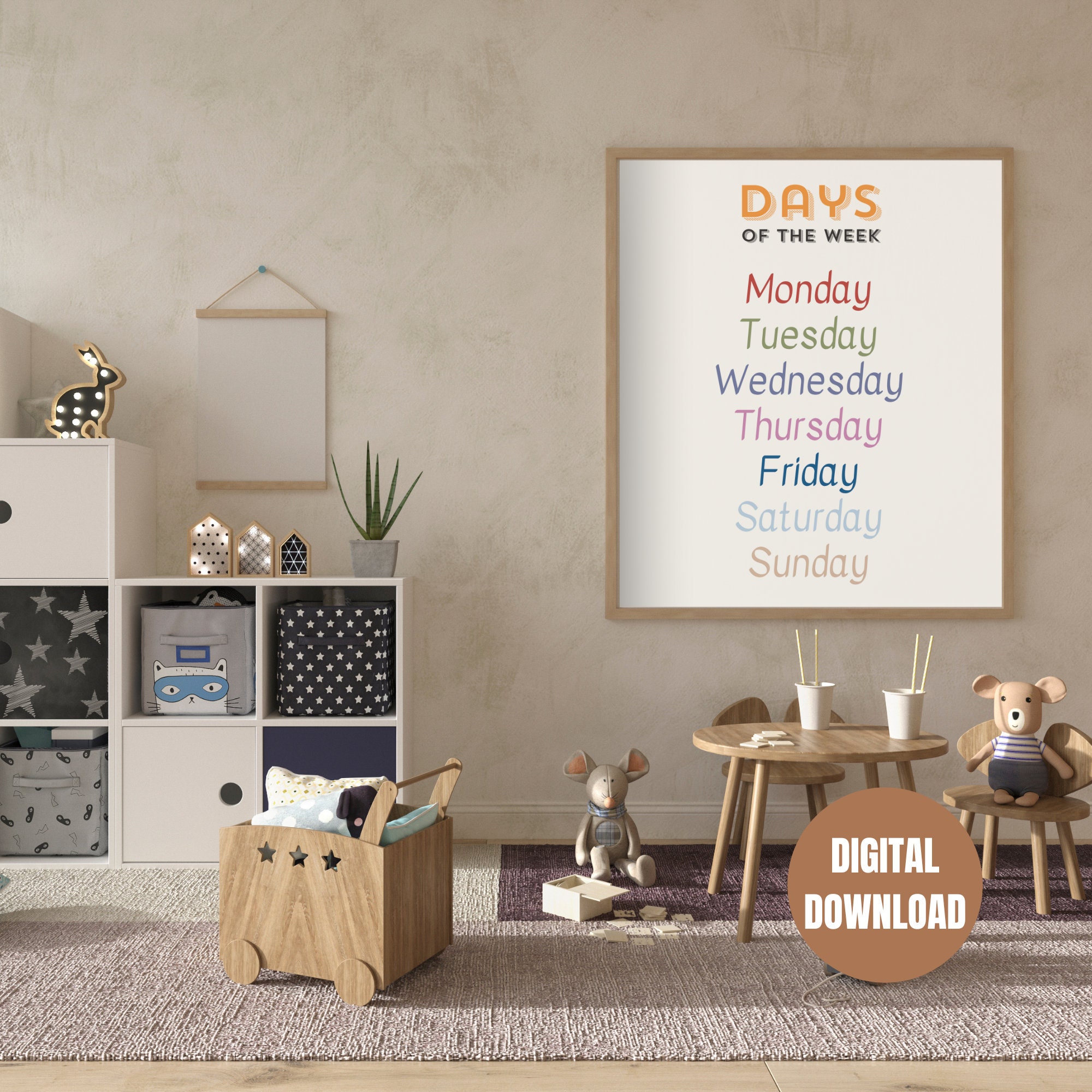 Printable Days of the Week Poster, Montessori, Education, Colorful ...