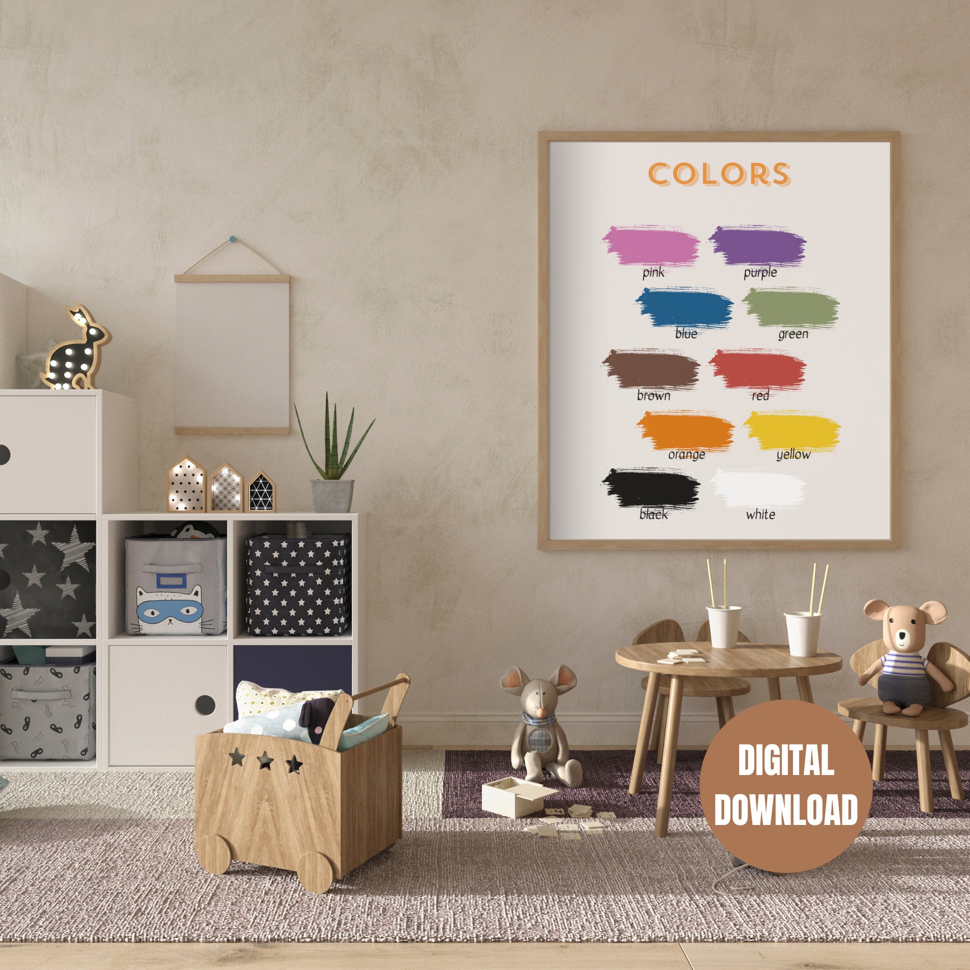 Printable Learning Colors Poster, Montessori, Education, Colorful ...