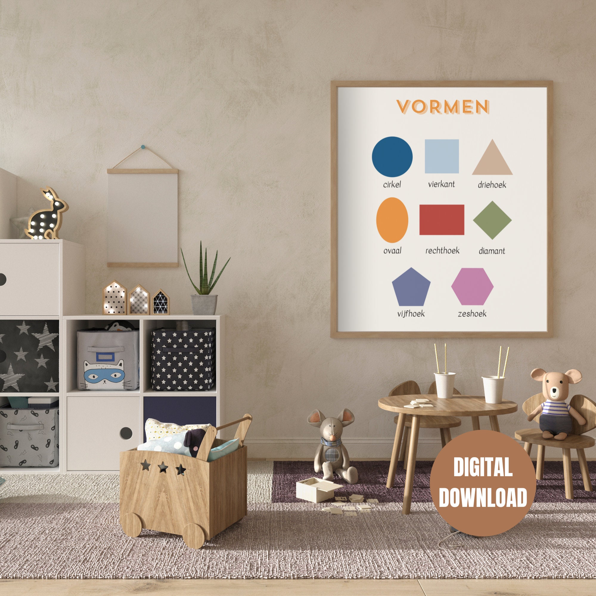 Printable Dutch Shapes Poster, Montessori, Education, Colorful ...