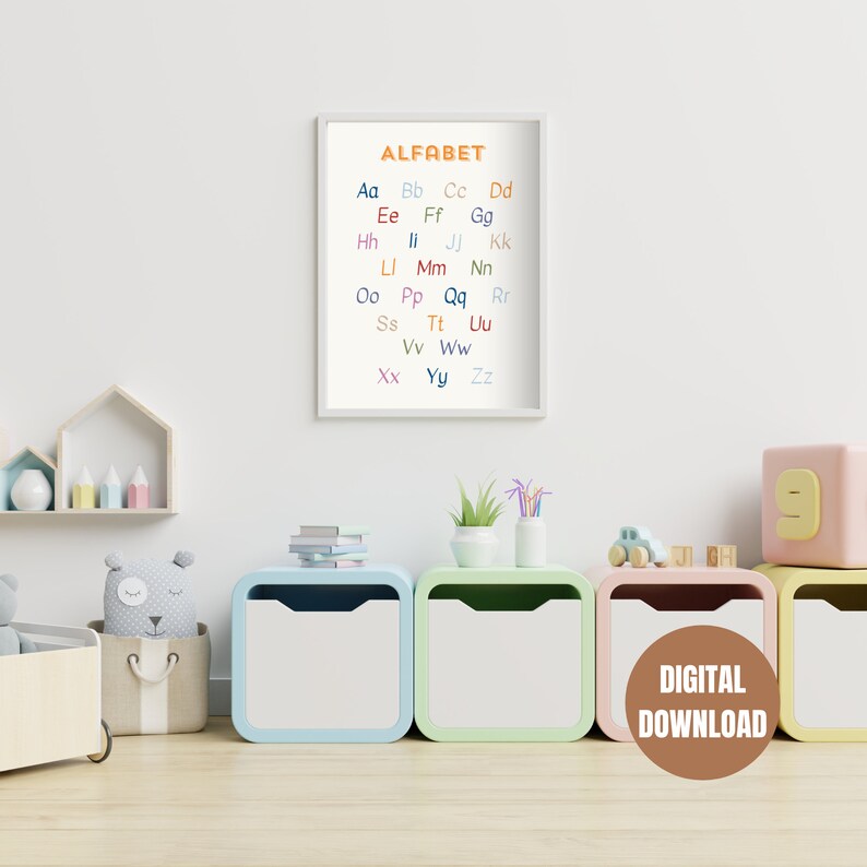 Printable Dutch Alphabet Poster, Montessori, Education, Colorful ...