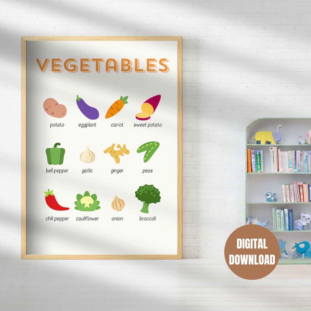 Printable Vegetables Poster, Montessori, Education, Colorful, Learning ...