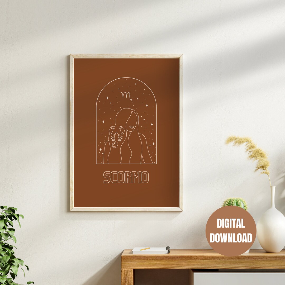 Printable Scorpio Zodiac Sign Poster Terra-cotta - Celestial Nursery ...